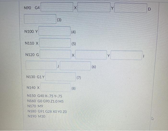 Solved Write a CNC program using cutter diameter | Chegg.com
