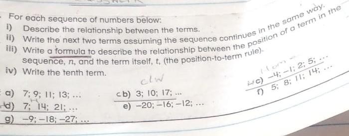 Solved i) Describe the relationship between the terms. ii) | Chegg.com