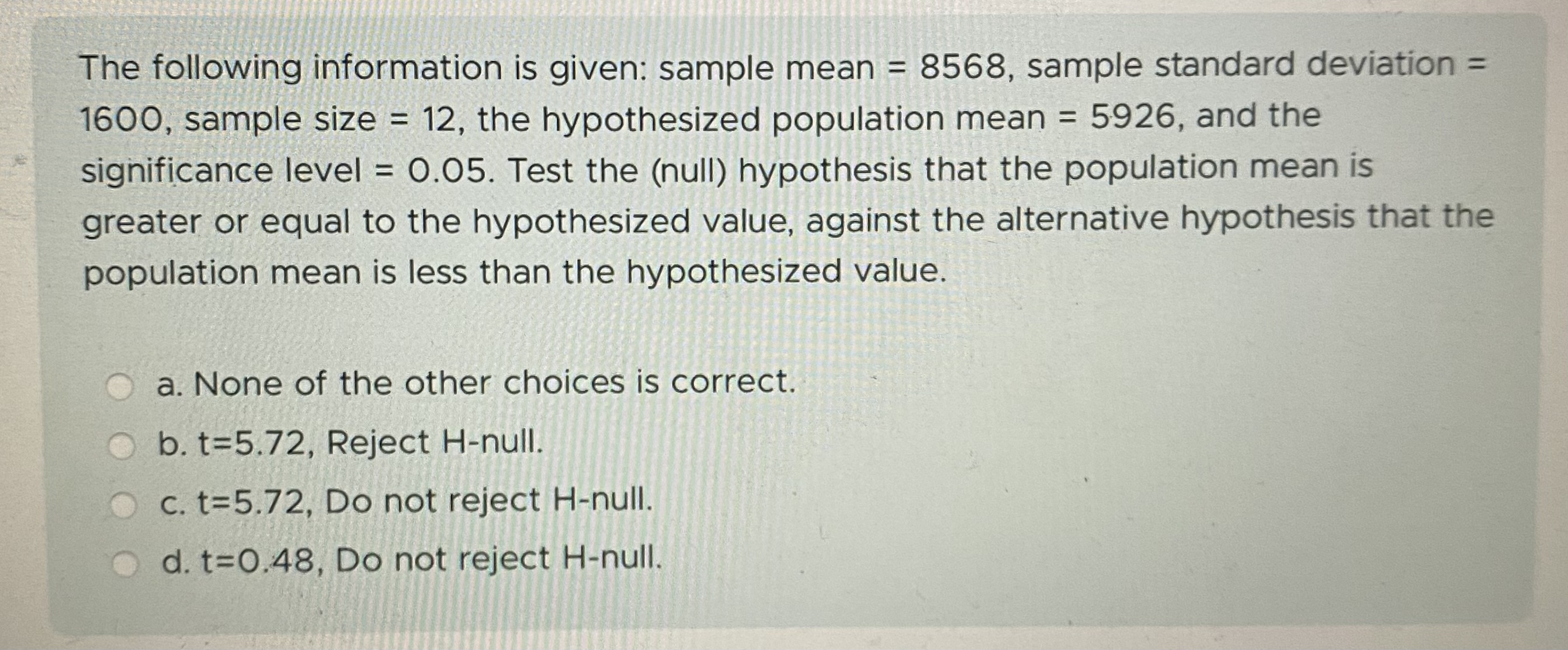 Solved The following information is given: sample mean | Chegg.com