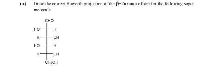 Solved Draw the correct Haworth projection of the B-furanose | Chegg.com