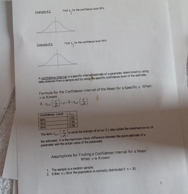 Solved Example # 2 ﻿:Find zi ﻿for the conflidenos leved | Chegg.com