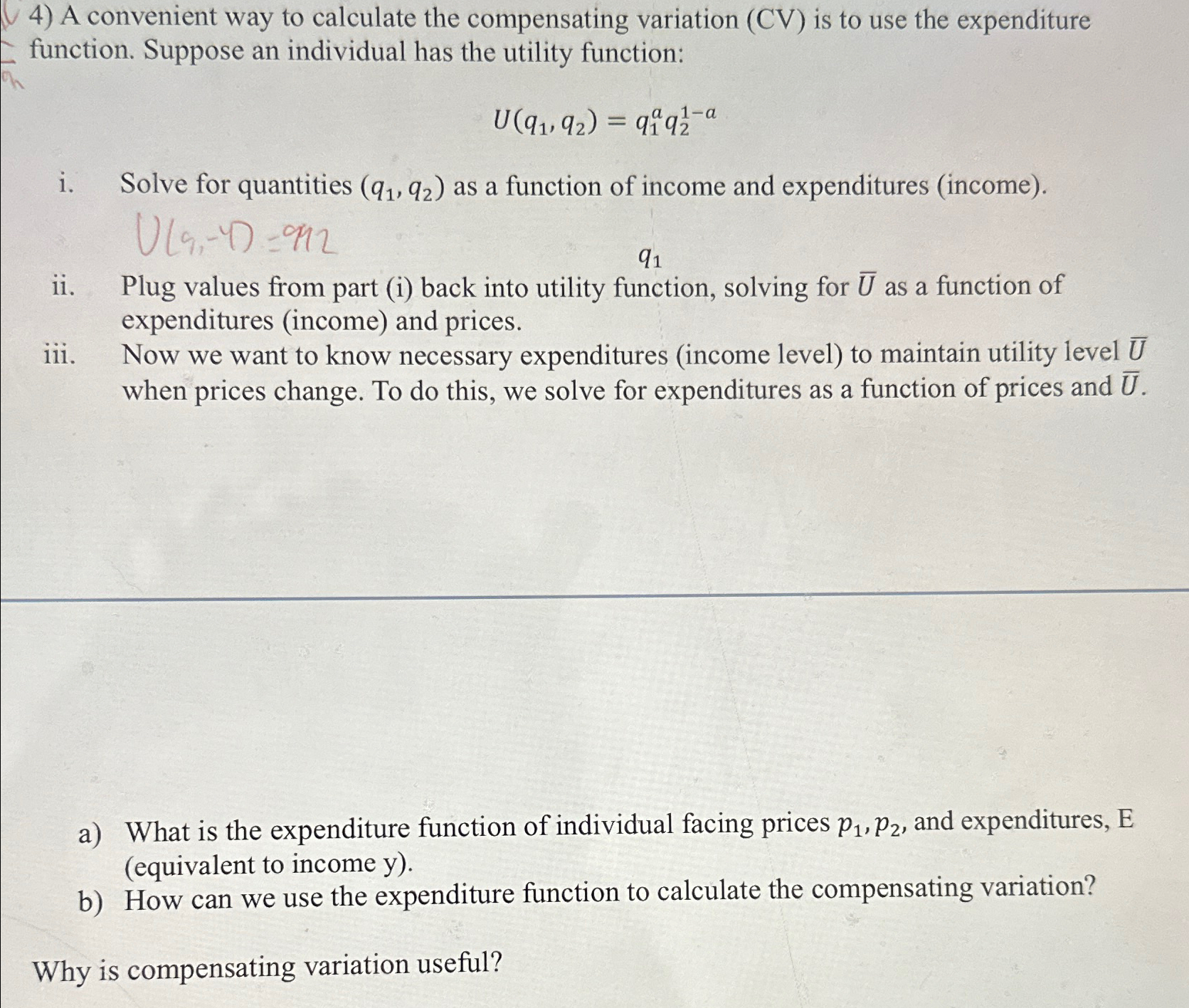 Solved A convenient way to calculate the compensating | Chegg.com