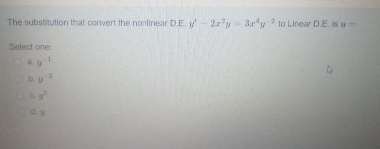 Solved The differential equation yy' + 3ay3 = 3a?ytis اخر اد | Chegg.com