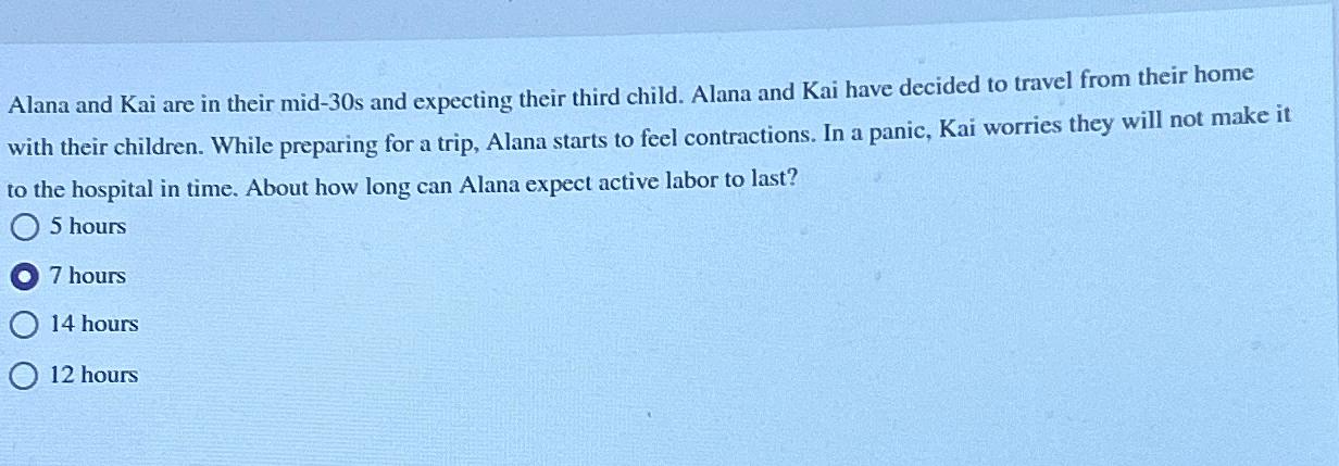 Solved Alana and Kai are in their mid-30s and expecting | Chegg.com