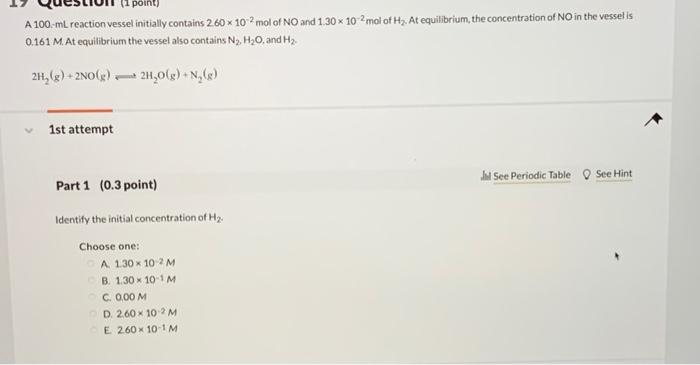 Solved point) A 100 ml reaction vessel initially contains | Chegg.com