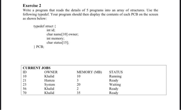 Solved Exercise 2 Write a program that reads the details of | Chegg.com