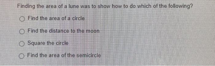 Solved Finding the area of a lune was to show how to do | Chegg.com
