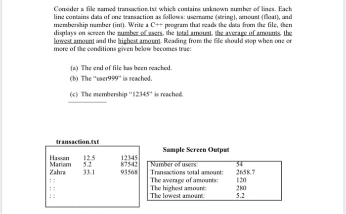 Solved Consider a file named transaction.txt which contains | Chegg.com