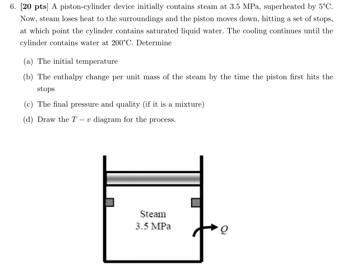 Solved 20pts ﻿A piston-cylinder device initially contains | Chegg.com