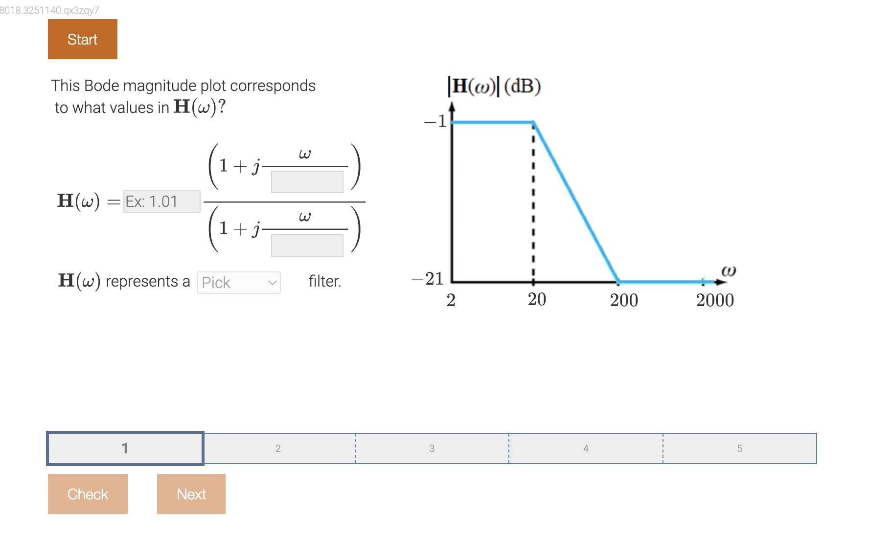 Solved This Bode magnitude plot correspondsto what values in | Chegg.com