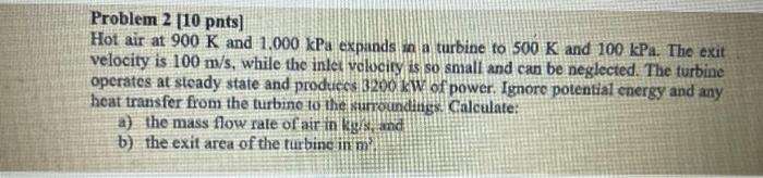 Solved Problem 2 [10 pnts] Hot air at 900 K and 1.000kPa | Chegg.com