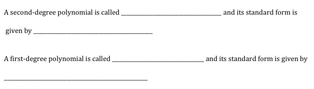 Solved A second-degree polynomial is called and its standard | Chegg.com