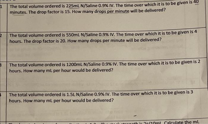Solved The total volume ordered is 225 mL N/ Saline 0.9% IV. | Chegg.com
