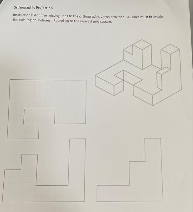 Solved Orthographic Projection Instructions: Add the missing | Chegg.com