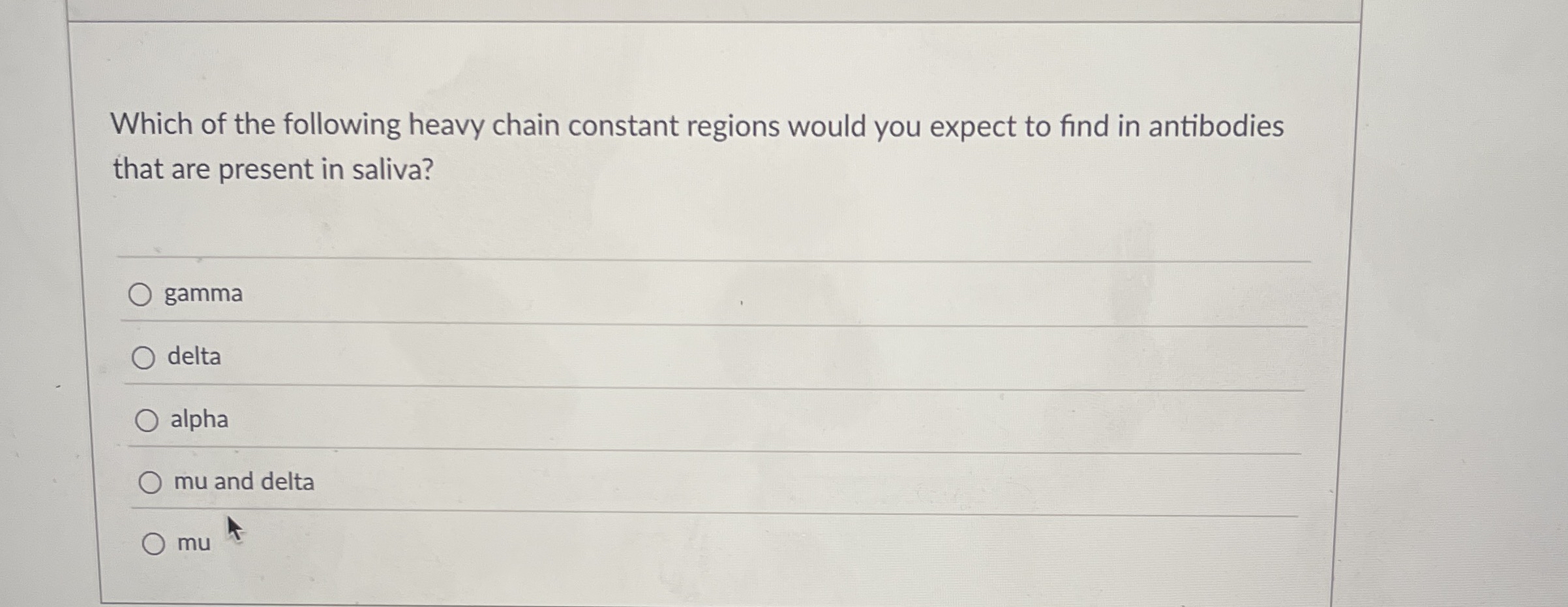 Solved Which of the following heavy chain constant regions | Chegg.com