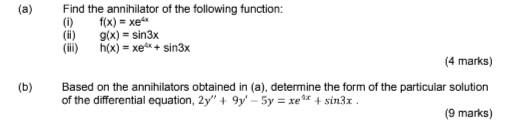 Solved (a) Find the annihilator of the following function: | Chegg.com