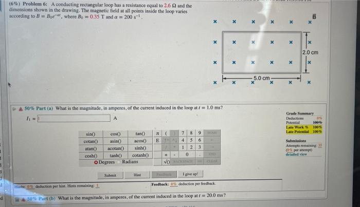 Solved 1 1 3 d d (6%) Problem 6: A conducting rectangular | Chegg.com