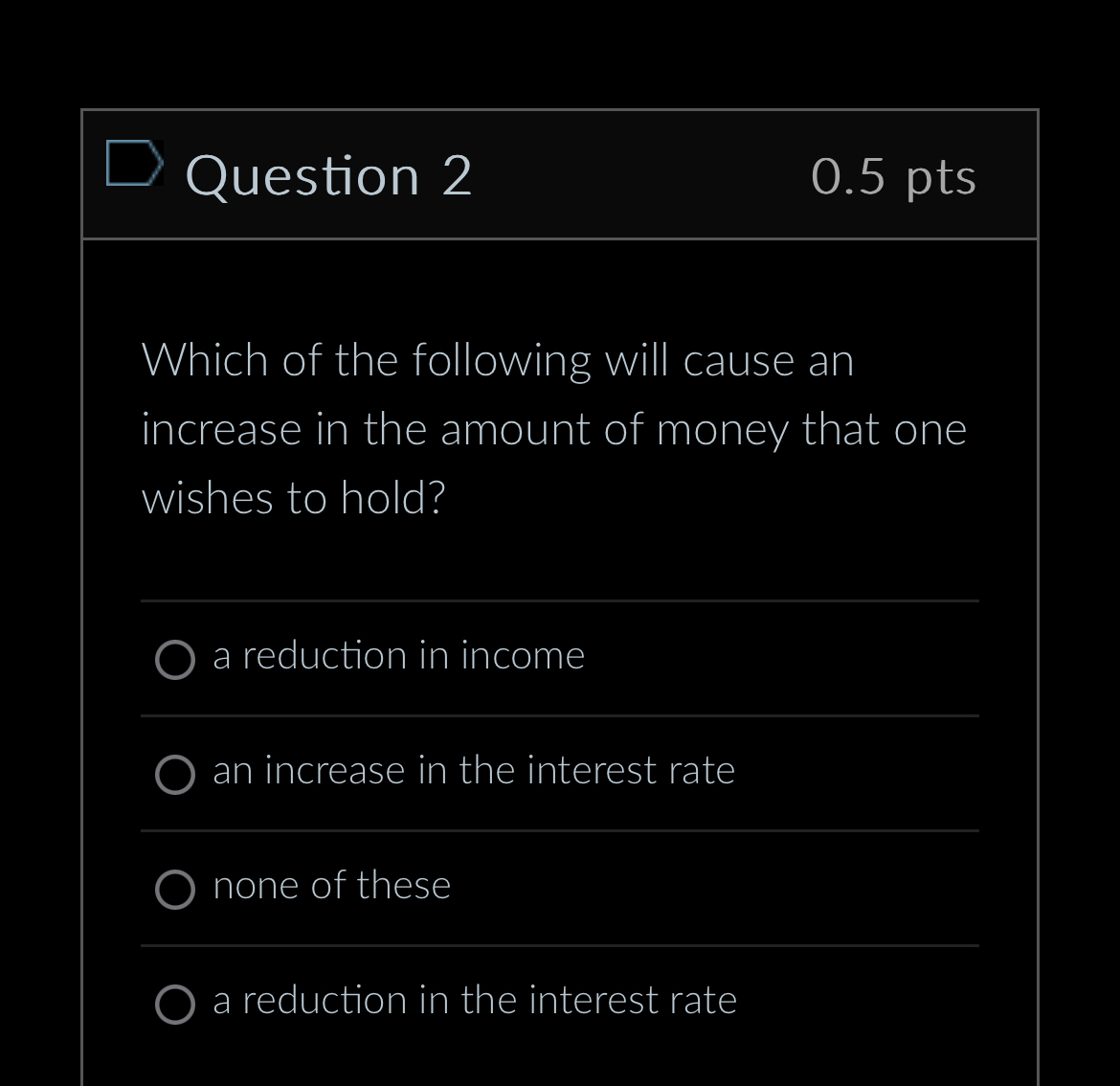 Solved Question 20.5ptsWhich of the following will cause an | Chegg.com