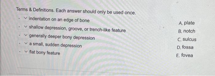 Solved Terms \& Definitions. Each answer should only be used | Chegg.com