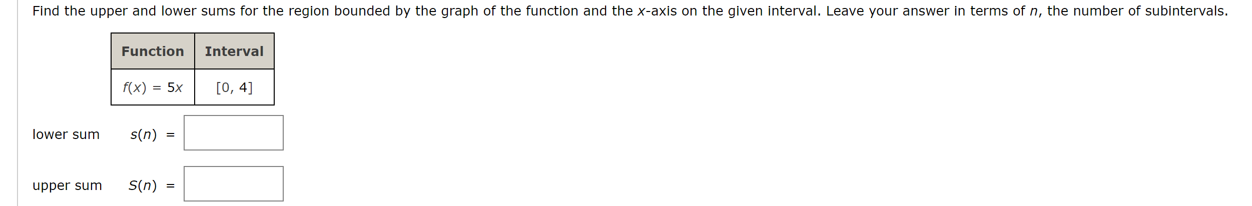 Solved Find the upper and lower sums for the region bounded | Chegg.com