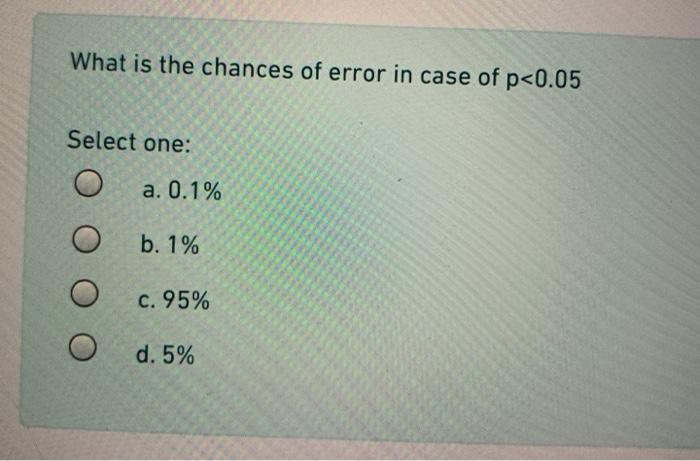 Solved What is the chances of error in case of p