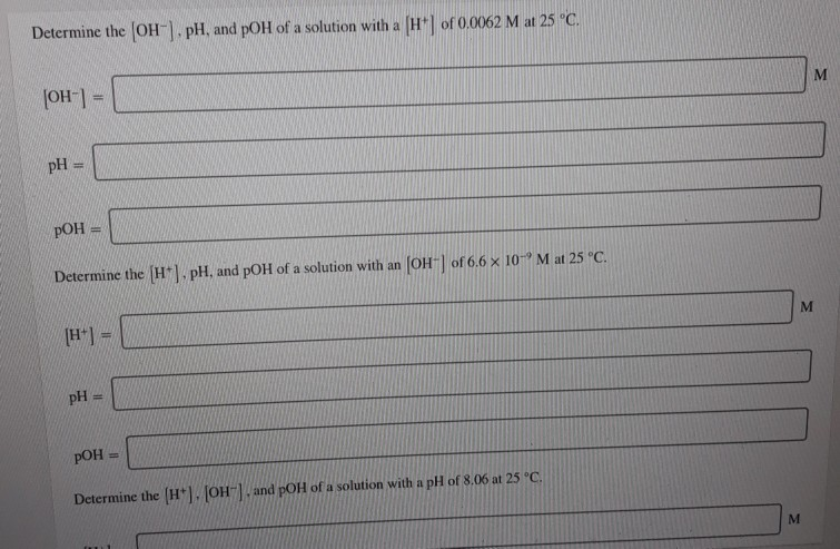 Solved Determine the (OH-), pH, and pOH of a solution with a | Chegg.com