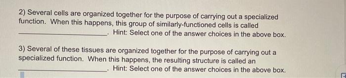 Solved ORGAN CELL (The example (The example shown here is a | Chegg.com