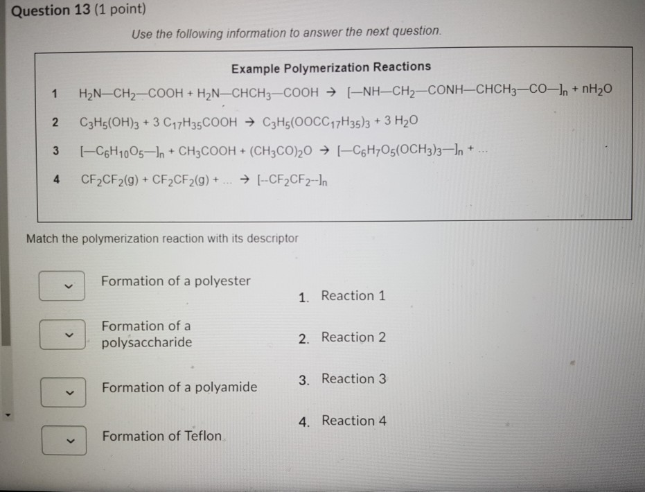 Solved Question 13 (1 point) Use the following information | Chegg.com