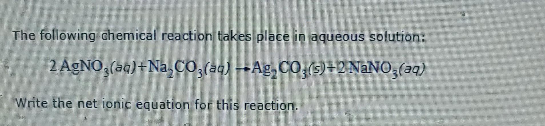 Solved The following chemical reaction takes place in | Chegg.com
