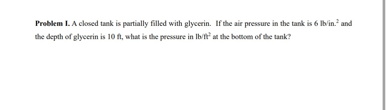 Solved Problem I. A closed tank is partially filled with | Chegg.com