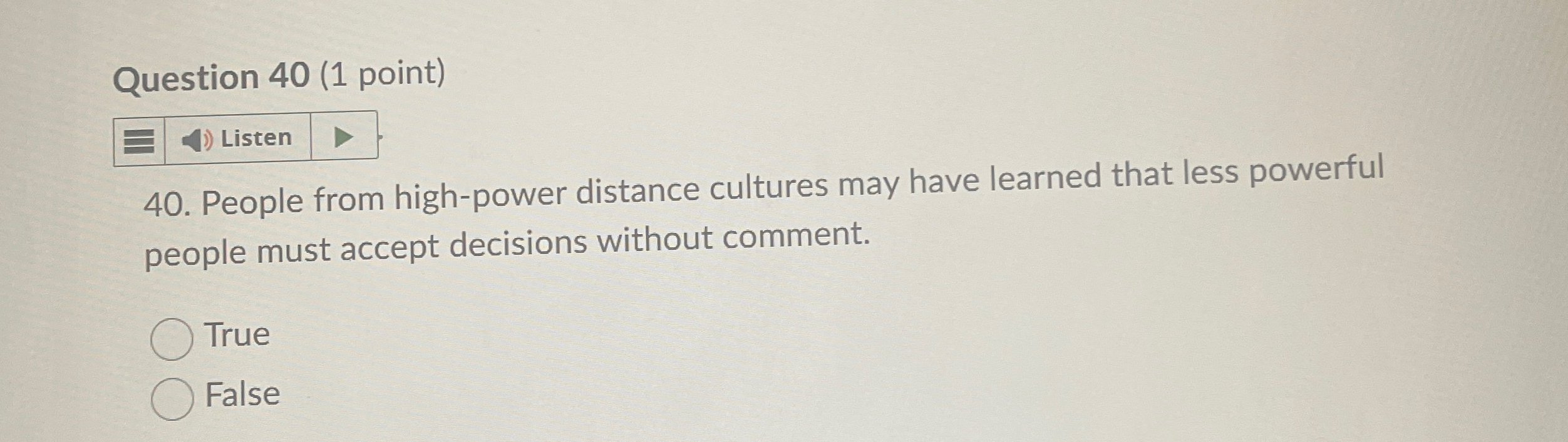 Solved Question 40 (1 ﻿point)Listen40. ﻿People from | Chegg.com