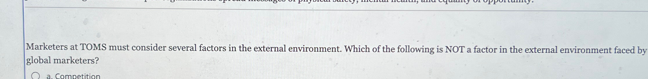 Solved Marketers at TOMS must consider several factors in | Chegg.com