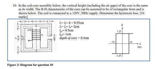 Solved 10. In the coil-core assembly below, the vertical | Chegg.com