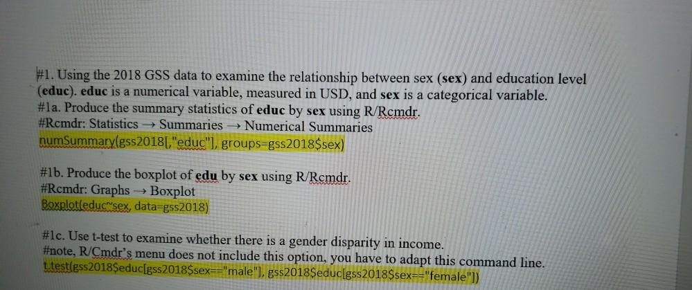 1. Using the 2018 GSS data to examine the | Chegg.com