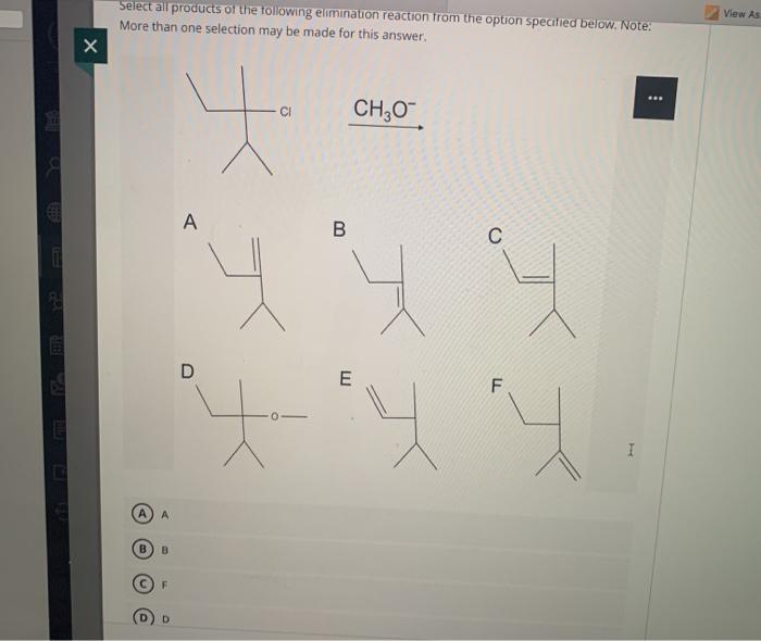 Solved Select all products of the following elimination | Chegg.com