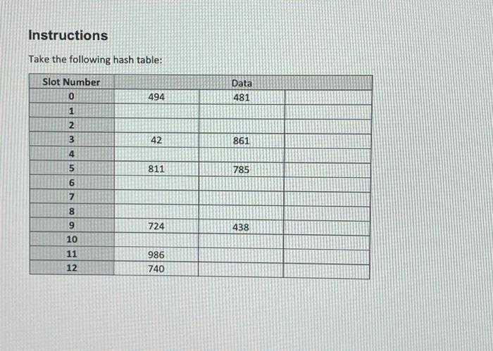 Solved Instructions Take the following hash table:2. What is | Chegg.com