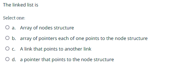 Solved The Linked List Isselect Onea ﻿array Of Nodes 1253