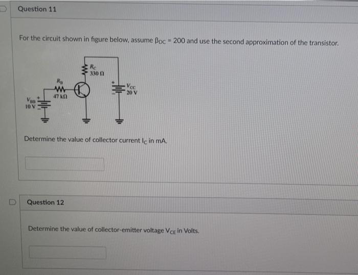 Solved Question 11 For the circuit shown in figure below, | Chegg.com