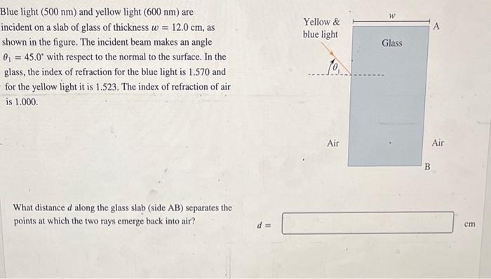 Solved Blue light (500 nm) and yellow light (600 nm) are | Chegg.com