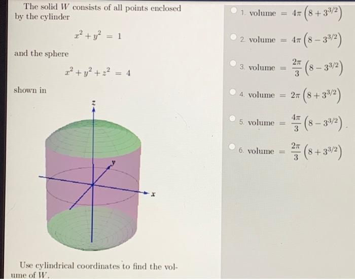 Solved The solid W consists of all points enclosed by the | Chegg.com