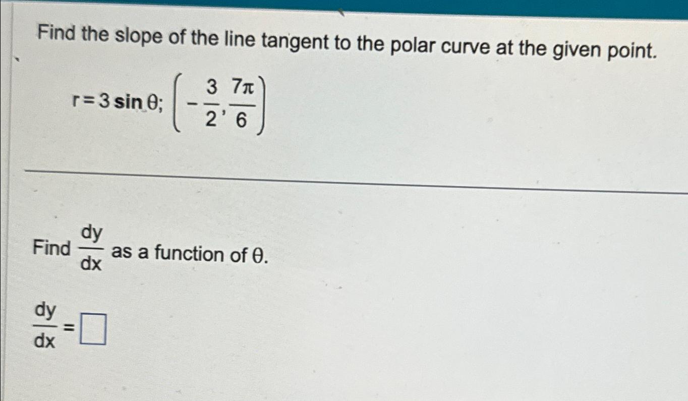 Solved Find the slope of the line tangent to the polar curve | Chegg.com