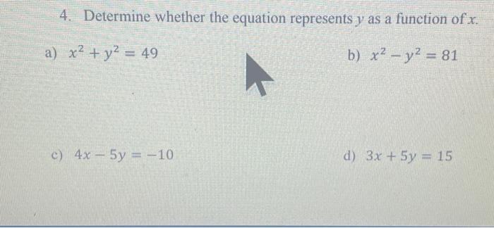 Solved 4. Determine whether the equation represents y as a | Chegg.com