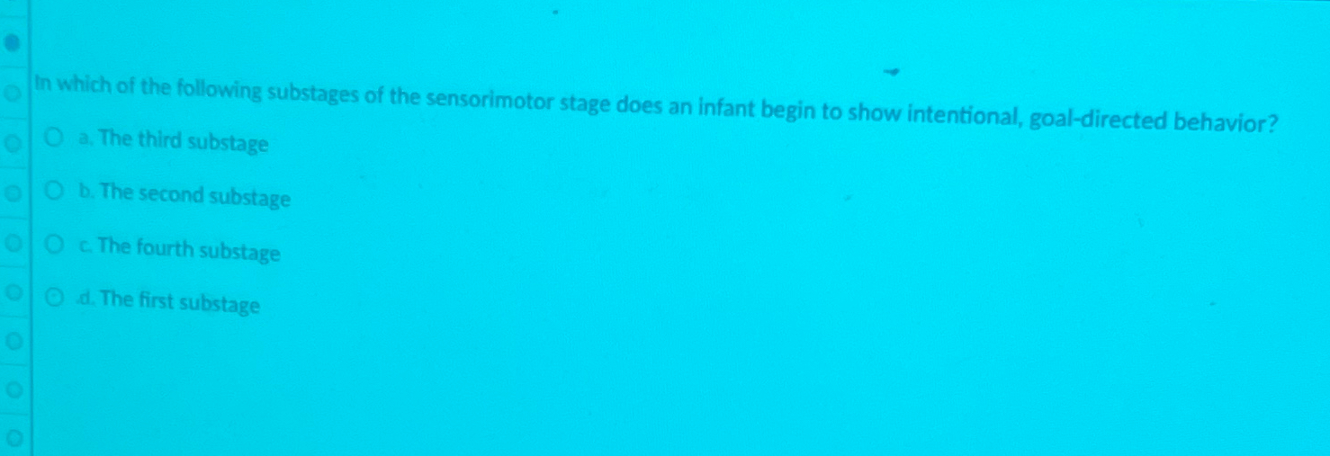 Solved In which of the following substages of the | Chegg.com