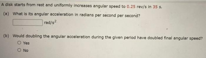 Solved A disk starts from rest and uniformly increases | Chegg.com