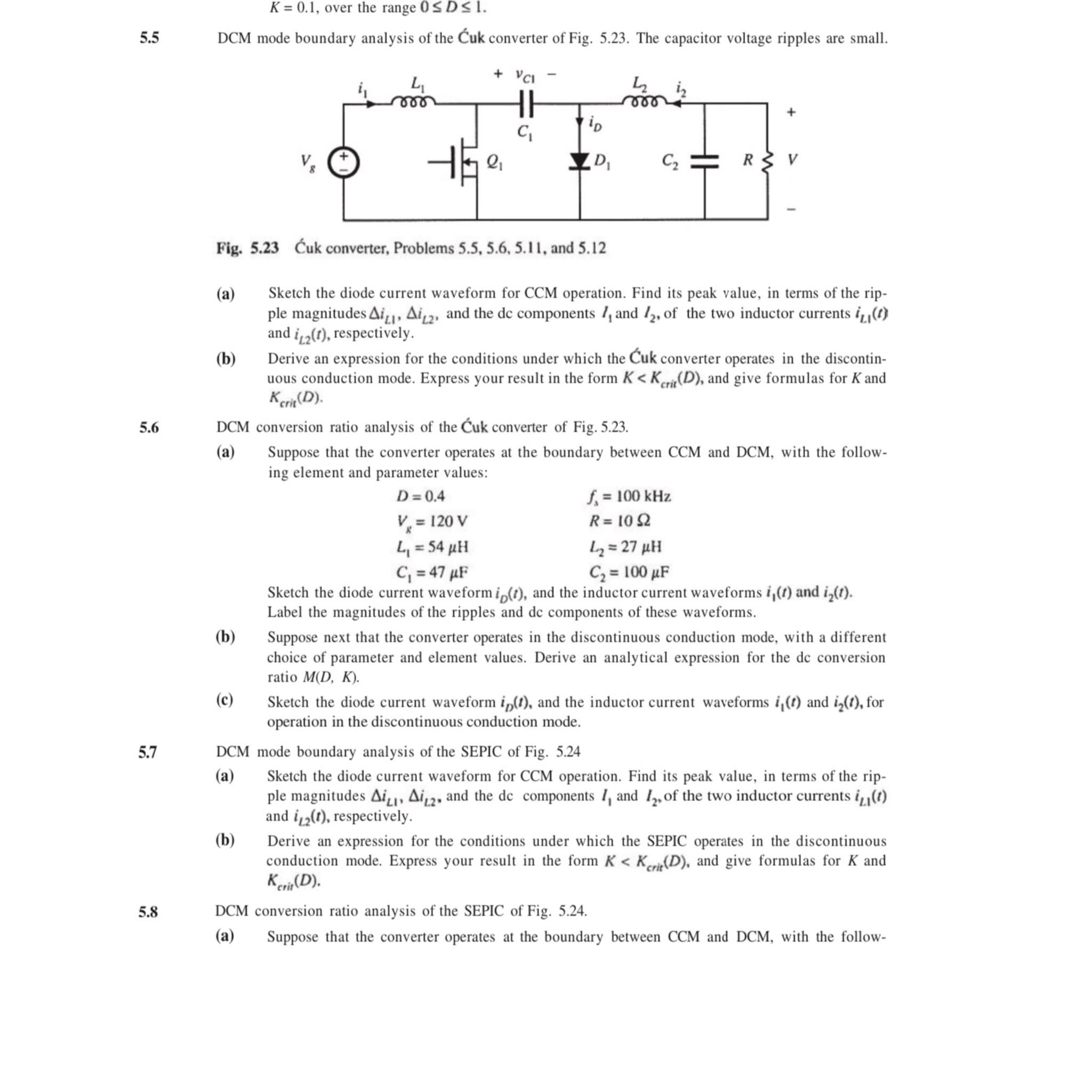 Solved Problems5.1 ﻿The elements of the buck-boost converter | Chegg.com