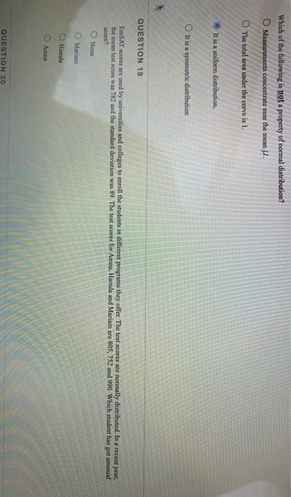 Solved Which of the following is not a property of normal | Chegg.com