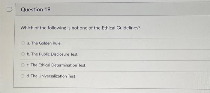 Which of the following is not one of the Ethical | Chegg.com
