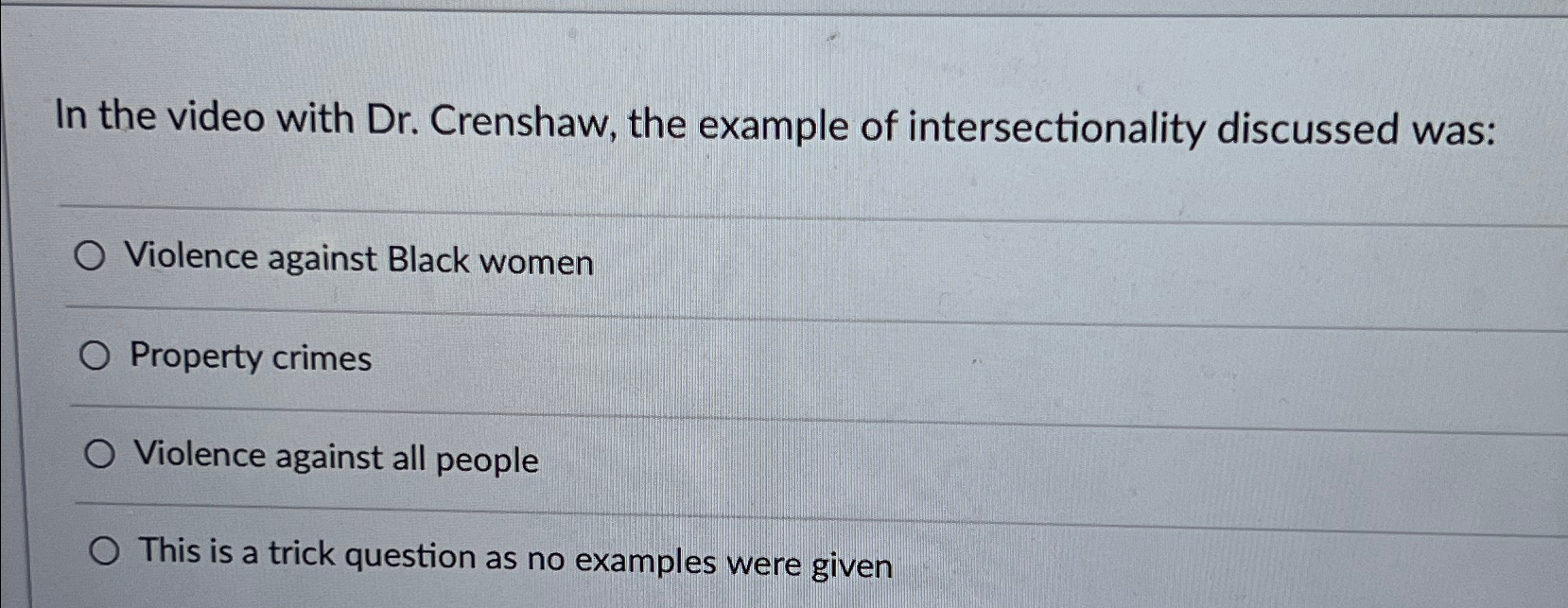 Solved In the video with Dr. ﻿Crenshaw, the example of | Chegg.com