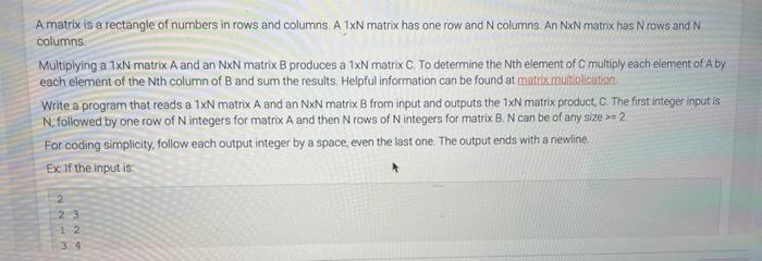 Solved A matrix is a rectangle of numbers in rows and | Chegg.com