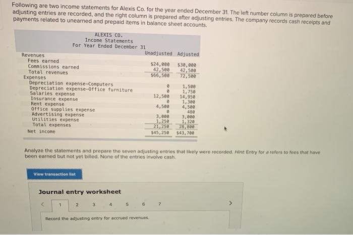Solved Following are two income statements for Alexis Co. | Chegg.com